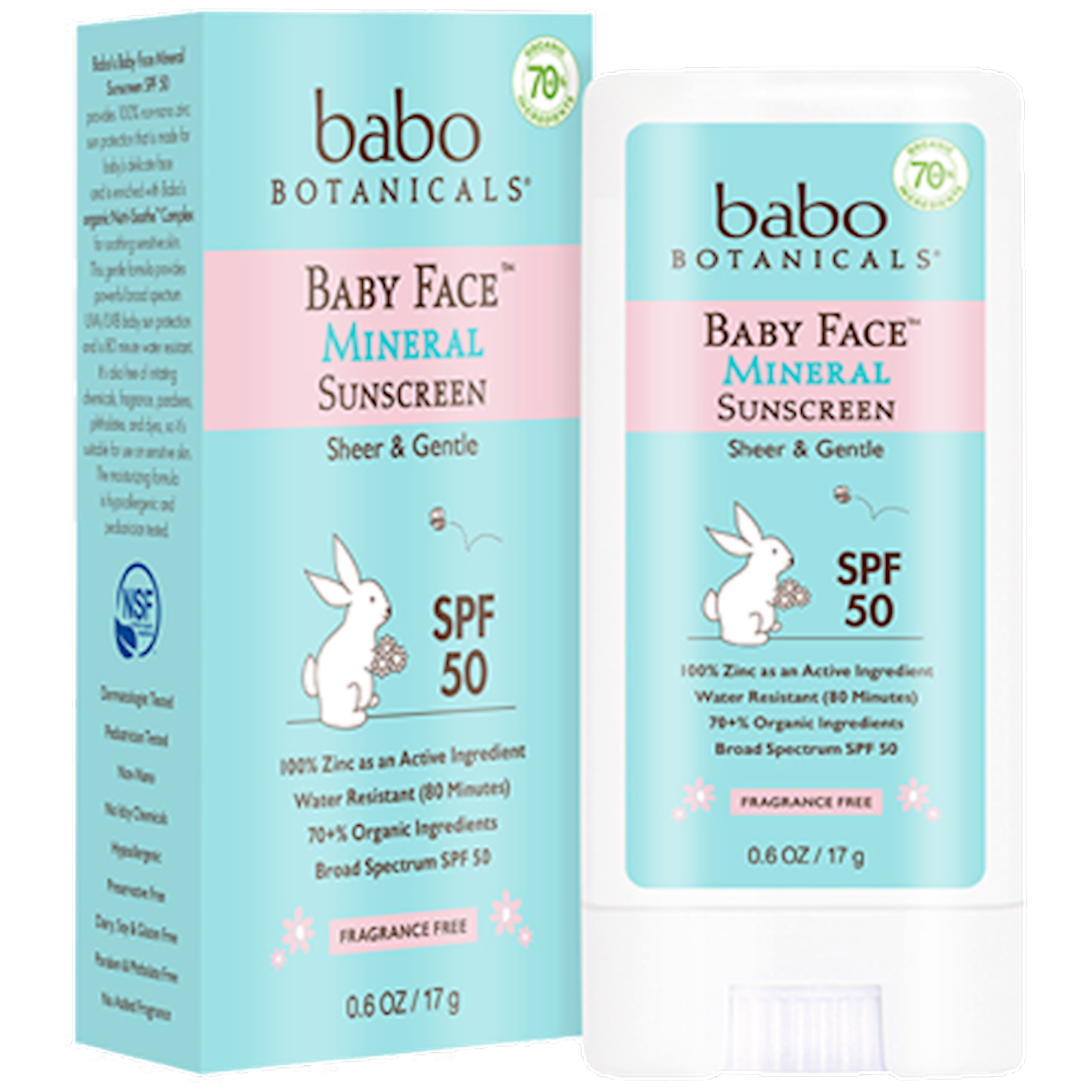 Baby Face SPF 50 Min Sun Stick | B10366 | Babo Botanicals